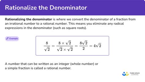Rationalize the denominator - Math Steps, Examples & Questions