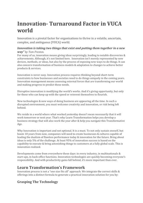 Ppt Innovation Turnaround Factor In Vuca World Powerpoint Presentation Id 12723247