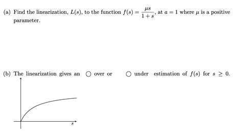 Solved Us A Find The Linearization L S To The Function Chegg Com
