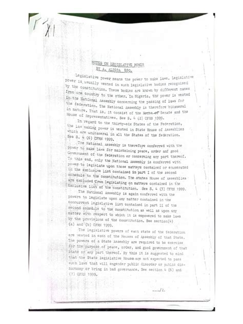 Notes On Legislative Power Pdf
