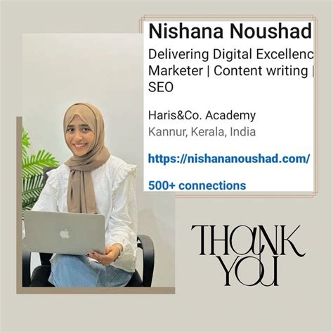 nishana noushad m a on linkedin 500 connections🥳 grateful and excited