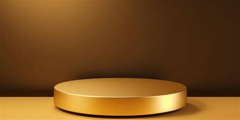 3d 제품 디스플레이 프레젠테이션 모을위한 실린더 기단 포디움과 함께 금색 최소 배경 프리미엄 Ai 생성 이미지