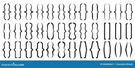 Text Brackets Curly Bracket Icons Typography Braces Pairs For