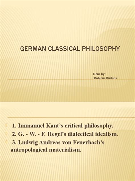 Presentation German Classical Philosophy Pdf Immanuel Kant