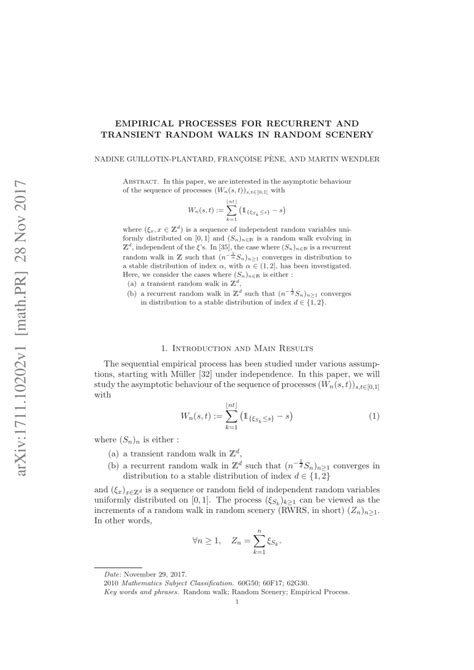 Pdf Empirical Processes For Recurrent And Transient Random Walks In