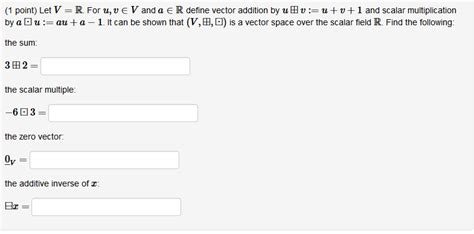 solved 1 point let v r for u ve vanda e r define vector
