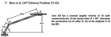 solved arm ab has a constant angular velocity of 16 rad s