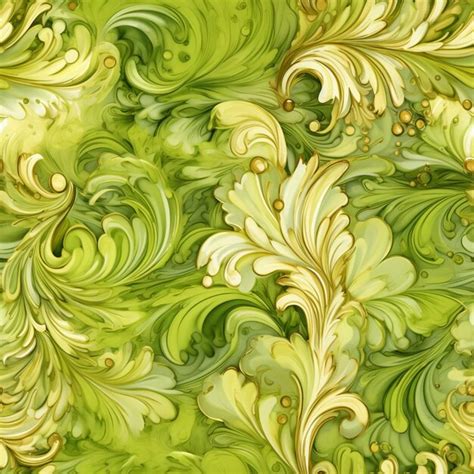 Premium Ai Image A Close Up Of A Green And Yellow Background With Swirls Generative Ai