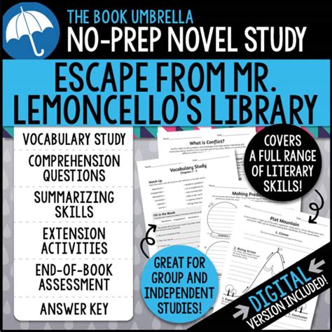 Escape From Mr Lemoncellos Library Novel Study Print And Digital