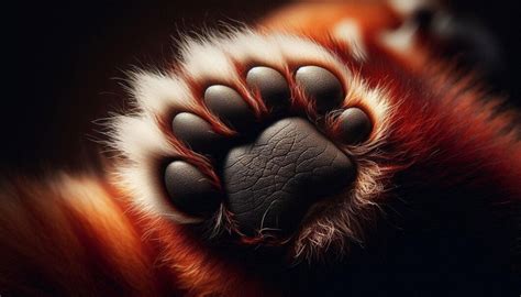 Detailed Closeup Of A Red Pandas Paw Showing Its Unique Fur And
