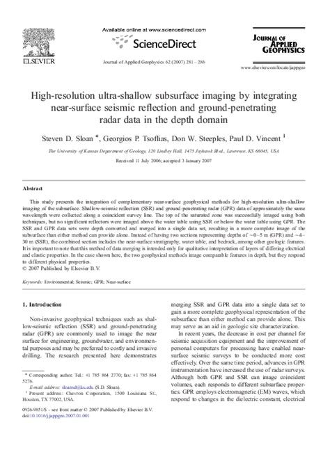Pdf High Resolution Ultra Shallow Subsurface Imaging By Integrating