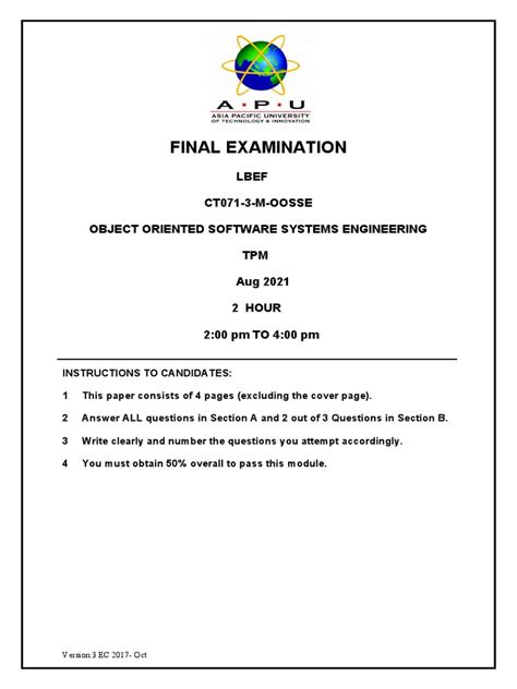 Ct071 3 M Oosse Exam Cover Pdf