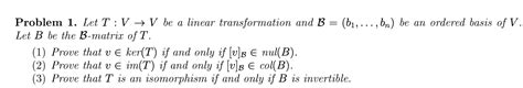 solved let t v → v be a linear transformation and b b1