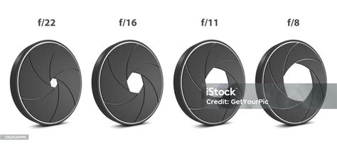 조리개 값 번호가있는 다른 카메라 셔터 3d 일러스트레이션 흰색 배경에서 격리 조리개에 대한 스톡 사진 및 기타 이미지 조리개 3차원 형태 개념 Istock