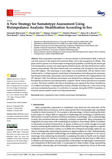 Pdf A New Strategy For Somatotype Assessment Using Bioimpedance Analysis Stratification