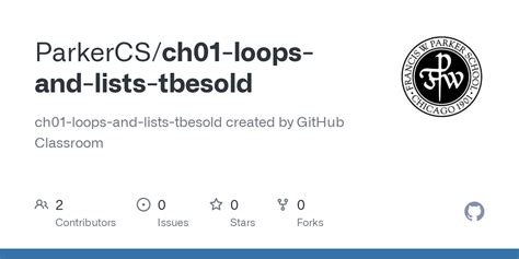 Github Parkercsch01 Loops And Lists Tbesold Ch01 Loops And Lists