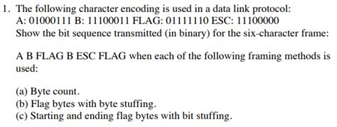 1 the following character encoding is used in a data