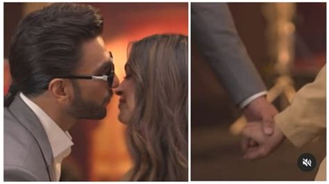 Deepika Padukone Ranveer Singh Share Kisses Hold Hands In Rare Pda