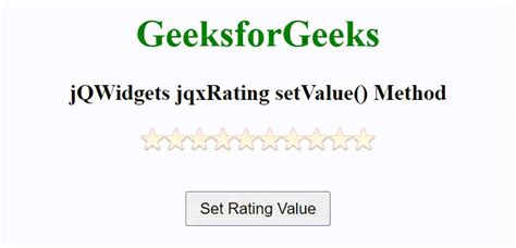 jqwidgets jqxrating méthode setvalue stacklima