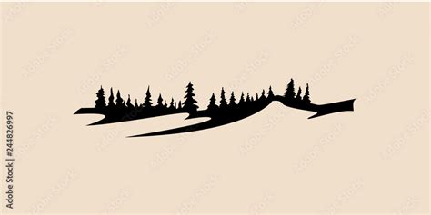 Mountain And Forest Icon Vector Mountain Pine Tree Vector Illustration Pine Tree Vector