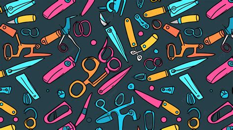 직물과 직물에 완벽한 낙서 스타일의 복고풍 살롱 배경 가위 원활한 패턴 원활한 텍스타일 패턴 패브릭 디자인 배경 일러스트 및 사진 무료 다운로드 Pngtree