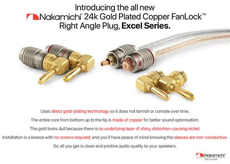 4 Pcs 2 Pairs Nakamichi Fanlock Excel Series 24k Gold Plated Right