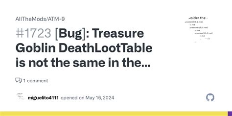 Bug Treasure Goblin Deathloottable Is Not The Same In The Beyond As
