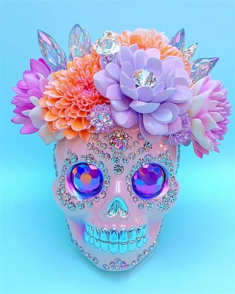 Dia De Los Muertos Sugar Skull Vases 💀🌼🏵️ 🩵 More October Themed Art