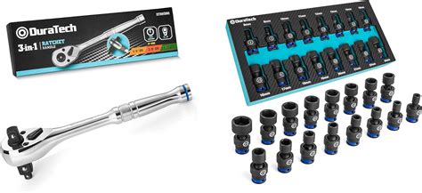 Duratech In Ratchet Handle Drive Impact Universal Joint Socket Set Amazon Com