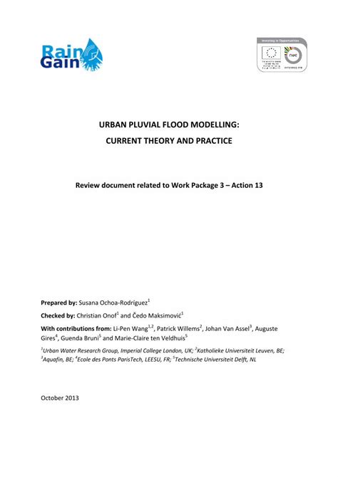 Pdf Urban Pluvial Flood Modelling Current Wp3 Review Document