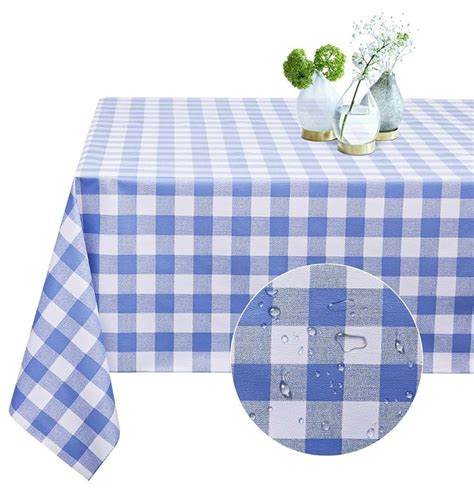 Lemofico 100 방수 Pvc 식탁보 스퀘어 새로운 업그레이드 체크 무늬 비닐 테이블보 방수 오일 티몬