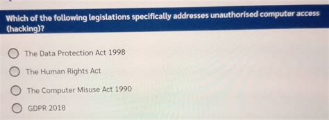 Solved Which Of The Following Legislations Specifically Addresses