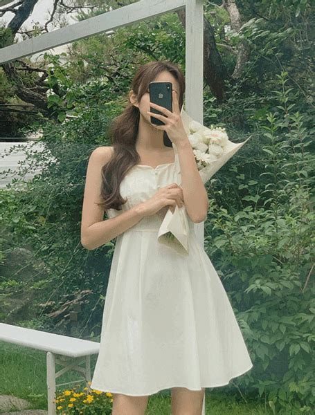 [러블리하트넥🤍 내몸맞춤핏 아담녀강추][자체제작] 쉘 하트넥 썸머 미니 원피스 에이블리