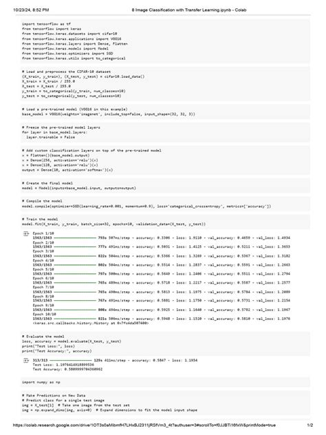 8 Image Classification With Transfer Learning Ipynb Colab Pdf Computer Science
