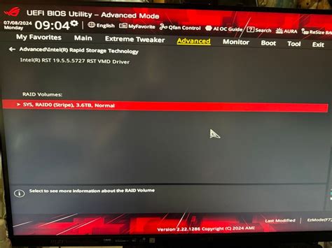 Solved Raid 0 Abnormal Status Reported By Rapid Storage Technology Uefi Driver Intel Community