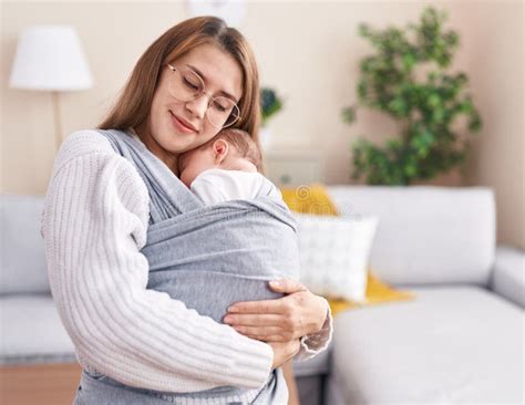 Mother And Son Sleeping Baby Standing At Home Stock Image Image Of Caucasian Person