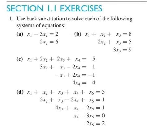 Solved Section 11 Exercises 1 Use Back Substitution To