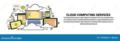 Cloud Computing Data Storage Concept Horizontal Banner With Copy Space Stock Vector