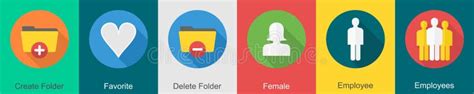 A Set Of 6 User Interface Icons As Create Folder Favorite Delete Folder Stock Vector