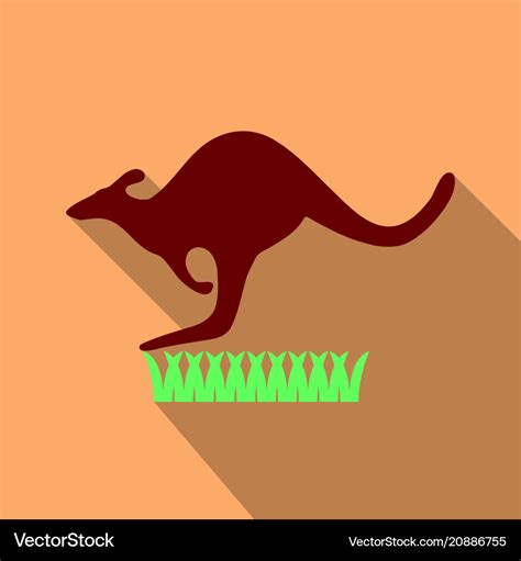 Kangaroo Running On Grass Flat Style Royalty Free Vector