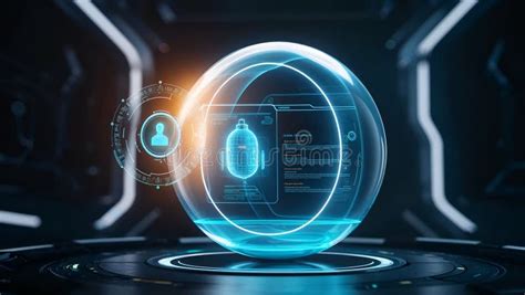 Futuristic Holographic Interface Showcasing User Data in a Sci-fi Environment with Glowing ...