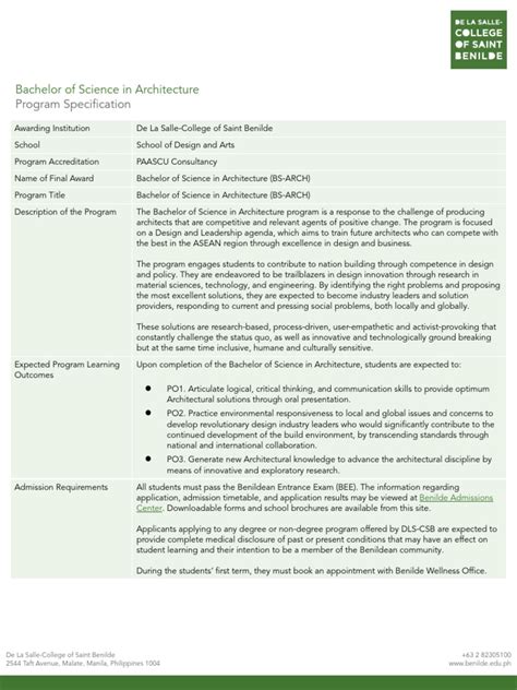 Program Specification Pdf Science
