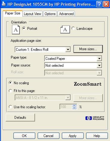 Hp Designjet Series How To View The Endless Roll Option In The Plotter Driver Application Page
