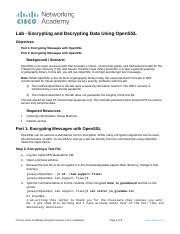 9 1 1 6 Lab Encrypting And Decrypting Data Using OpenSSL Docx Lab