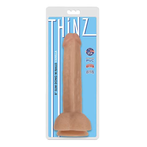 Thinz 8 Inches Slim Dong With Balls Vanilla Beige