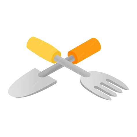 Premium Vector Garden Spade And Fork Icon Isometric Isolated On A