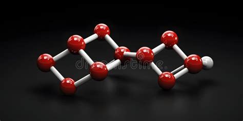 Molecular Structure Model With Red And White Spheres Stock Illustration