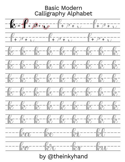 Basic Modern Calligraphy Practice Sheets By Theinkyhand Lowercase