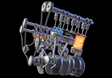 Animated V6 Engine With Gasoline Ignition 3d Model 129 Max Free3d