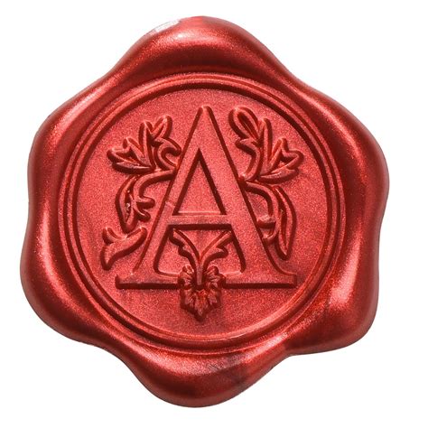 Metallic Red Letter Wax Seal Stickers 50pcs Initial Alphabet A